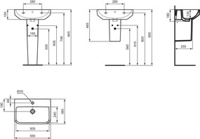 Ideal Standard i.life S - Umyvadlo 550x380 mm, bílá T458401