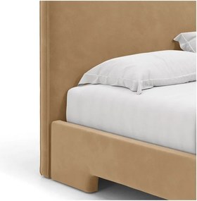Světle hnědá čalouněná dvoulůžková postel s roštem 180x200 cm Eda – Micadoni