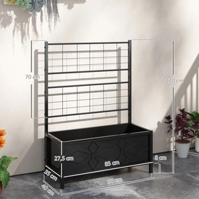 Zvýšený květináč s trellis Outsunny, zahradní vyvýšený záhon, venkovní květinová krabice - diamantový vzor, odtokové otvory, pozinkovaná ocel pro bal…