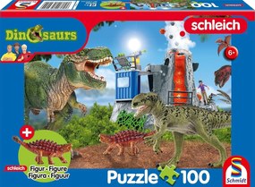 Puzzle schmidt schleich dinosaurs: dinosauři z pravěku 100 dílků + figurka schleich
