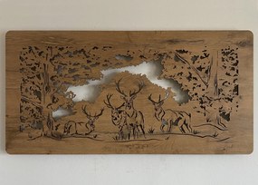 Li-Go "Jeleni" světelný obraz 230V 120x60 cm provedení povrchu: dub světlý