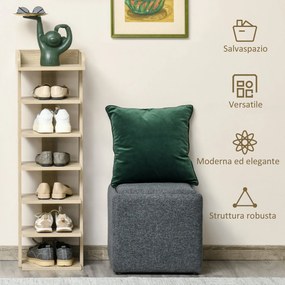 HOMCOM Vstupní dřevěný stojan na boty, organizátor s 6 policemi a horní policí, 32x30x104cm, Dub