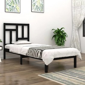 vidaXL Rám postele masivní borovice 90 x 190 cm Single [3104508] Barva: Černá