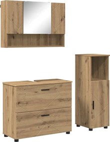 Sada koupelnového nábytku 3 ks Artisanový dub 76,5 x 35 x 64 cm 3393032