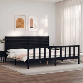 vidaXL Rám postele s čelem černý Super King Size masivní dřevo