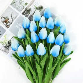 Bytová dekorace - kytice umělých tulipánů Balení: 5 ks, Barvy: K08 MODROBÍLÁ
