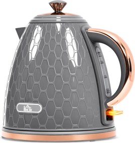 HOMCOM Rychlovarná konvice, 2200 W, průhledné okénko, filtr, rychlovarná, šedá
