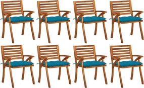 vidaXL Zahradní židle s poduškami 8 ks masivní akáciové dřevo [3075224] Barva: Světle modrá