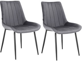 Danish style Jídelní židle Alzira (SET 2 ks), samet, tmavě šedá