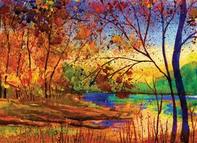 Malvis ® Tapeta Podzimní malba Vel. (šířka x výška): 288 x 200 cm