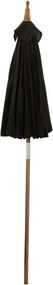 Černý slunečník s dřevěnou tyčí Lorie Wood - ∅ 200*260 cm