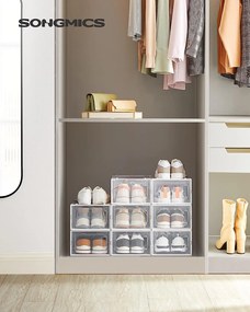 Stohovatelné úložné boxy na boty, organizéry, průhledné