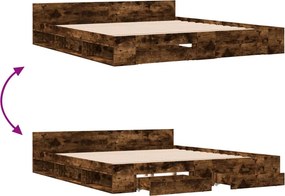 Rám postele se zásuvkami kouřový dub 200 x 200 cm kompozit 3280724