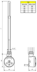 Aqualine TMG s termostatem 400 W bílá TMG301