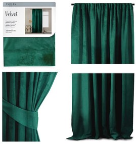 Závěs AmeliaHome Velvet 140x270 cm tmavě zelený