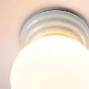 Bílé keramické stropní svítidlo se skleněným stínidlem ø 12 cm Farsa – Sollux
