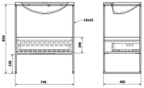 Sapho, SKA konzole pod umyvadlo se zásuvkou 750x850x460mm, černá mat/bílá lesk, SKA602