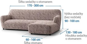 Bielastické potahy BRILLANTE hnědé sedačka s otomanem vpravo (š. 170 - 300 cm)