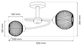 Stropní svítidlo Oakland, 2x grafitové skleněné stínítko, ch