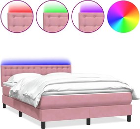 Box spring postel s matrací a LED růžová 160x210 cm samet 3317276