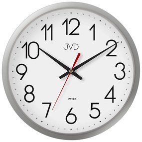 JVD Stříbrné nástěnné nástěnné netikající kulaté hodiny JVD HP614.2