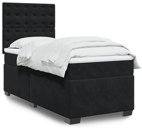 Box spring postel s matrací černá 90x200 cm samet 3293124