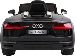 Ramiz Elektrické autíčko Audi R8 Spyder pro děti lakované černé + dálkové ovládání + EVA + pomalý start + rádio MP3 + LED