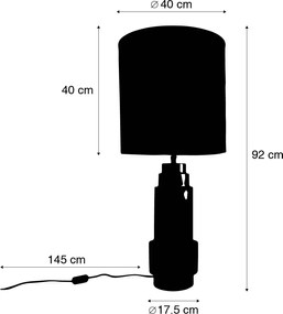 Stolní lampa Bruut s sametovým zeleným stínítkem a zlatými detaily, 40 cm