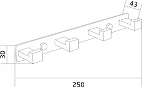 Mexen příslušenství, Věšák na ručníky 4-háčky, chrom, 709264-00