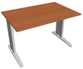 Stůl pracovní rovný 120 cm - Hobis Cross CS 1200 Dekor stolové desky: třešeň, Dekor lamino podnože: bílá, Barva nohou: Stříbrná
