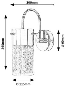Rabalux Koupelnové nástěnné svítidlo Niagara 1x40W | E14 | IP44 - čirá, chrom