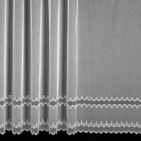 Českomoravská textlní záclona sablé V109 vyšívaná mřížka, s bordurou, bílá, výška 160cm ( v metráži)