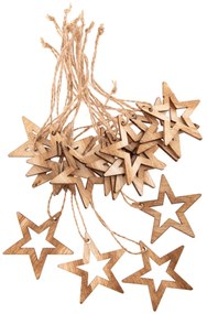 Sada vánočních dřevěných ozdob Hvězda natur, 18 ks