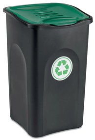 STEFANPLAST Odpadkový koš na tříděný odpad ECOGREEN 50 l, černý/zelené víko