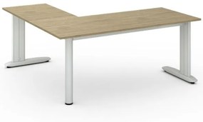 Rohový kancelářský psací stůl PRIMO FLEXIBLE, 1800 x 1800 mm, dub přírodní