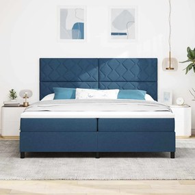 Postel s boxspringem s čelo Modrá 200 x 200 cm textil 3339496