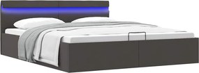 Rám postele s úložným prostorem LED tmavě šedý textil 160x200cm 285604