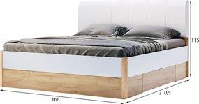 Postel 160x200 měkké čelo s šuplíky bez rámu Asti