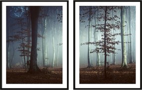 Obraz Plakáty V Rámu 53x73 cm Diptych Sada 2 obrazů Temný les P2091