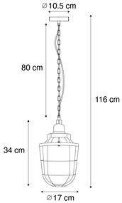 Sada 3 průmyslových závěsných lamp černých - Cabin