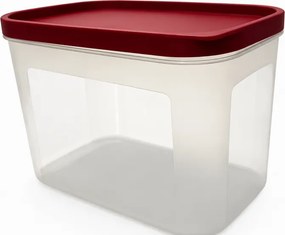 dóza na potraviny, s víkem, plast, 10x15x10 cm, průhledná/červená, Dekorino DP20260009