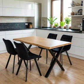 Vikio Jídelní set pro 4 osoby 160x90 cm dub noha X černá židle VJS236-4C-S