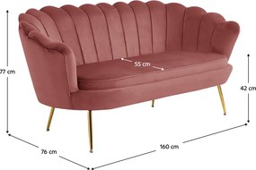 Luxusní pohovka, růžová / zlatá, styl Art-deco, NOBLIN