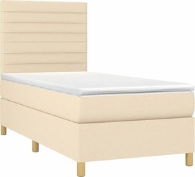 Box spring postel s matrací a LED krémová 100x200 cm textil 3135498