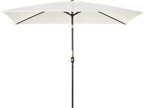 Outsunny Hliníkový Slunečník 200x300x253 cm Obdélníkový Zahradní Parasole s Kolečkem a Odnímatelným Postem proti UV záření pro Terasu, Bazén, Patio, E