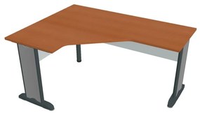 Stůl ergo lomený pravý 160×120/60 cm - Hobis Cross CEV 60 P Dekor stolové desky: třešeň, Dekor lamino podnože: šedá, Barva nohou: černá