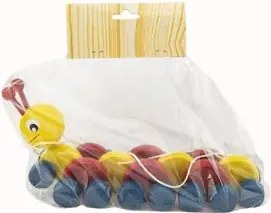 TEDDIES Tahací housenka barevná / Dřevo / 27 cm / od 3 let