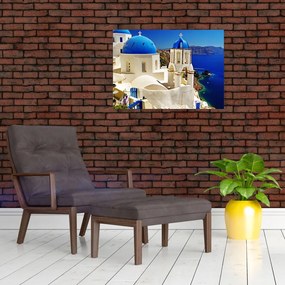 Skleněný obraz - Santorini, Řecko (70x50 cm)