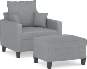 Křeslo s podnožkou světle šedé 60 cm textil 3201081