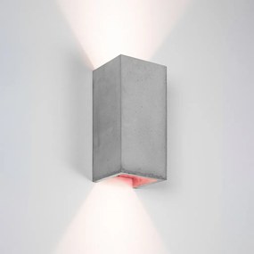 Nástěnné hranaté betonové svítidlo B8  Nástěnné hranaté betonové svítidlo B8 Dekor: Světlý beton, Vnitřní plocha: Měděná
